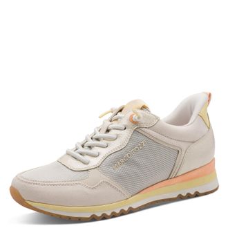 Marco Tozzi Slip-On Sneaker MARCO TOZZI, Damen, Gr. 37, creme kombiniert, Lederimitat, Textil, unifarben mit Farbeinsatz, Schuhe, Freizeitschuh, Halbschuh, Schn&uuml;r