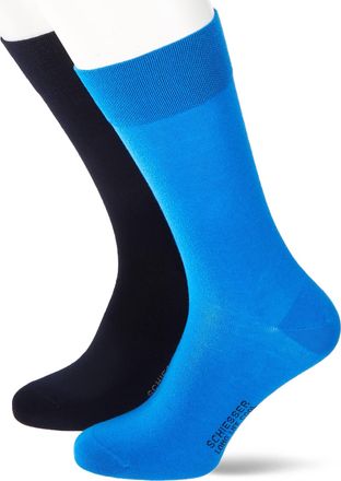 Schiesser Herren 2 Pack Herrensocken Klassische Socken, blau, 39/42