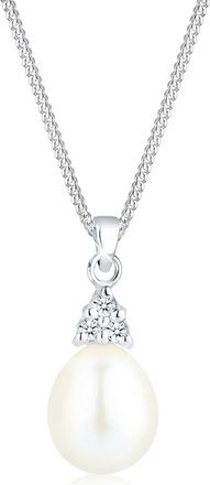 Elli Halsketten - Halskette Süßwasserzuchtperle Diamant (0.04 ct.) 9 - Gr. unisize - in Weiß - für Damen