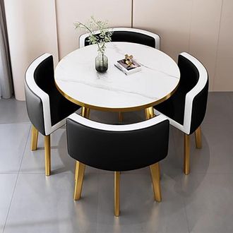 Generic 5-teiliges Esszimmer-Set, runder Tisch und 4 St&uuml;hle, K&uuml;chentisch, Fr&uuml;hst&uuml;cksbar, Konferenztisch f&uuml;r Esszimmer, K&uuml;che, B&uuml;ro