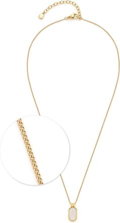 Leonardo Halskette Ciao Tally - kurze Panzer-Kette aus goldfarbenem Edelstahl - beweglicher, ovaler Perlmutt-Anhänger - 42-47 cm Länge - Schmuck Geschenk für F