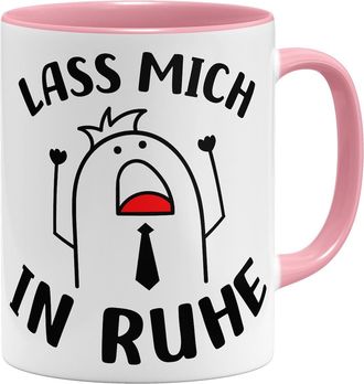 OM3 lustige Kaffee-Tasse mit Spruch - Lass mich in Ruhe! - Keramik Becher - 11oz 325ml - Beidseitig Bedruckt - Rosa