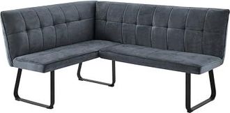 Byliving Eckbank TALEA/Webstoffbezug in dunkelgrau, Gestell in schwarz/Gro&szlig;e Eckbank L-Form, Langer Schenkel rechts, komfortable Nosaqfederung/Sitzbank/Essbank