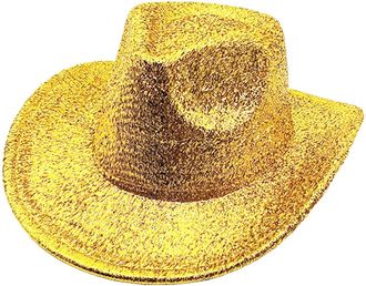 Generic Glitzer B&uuml;hnenhut Western-Cowboyhut Breite Krempe Western-Cowboyhut F&uuml;r Damen Herren Pailletten Cosplay Cowboyh&uuml;te F&uuml;r Damen M&auml;dchen Fedora-Hut Party 