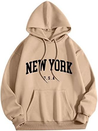 Generic New York Usa Sweat &agrave; capuche surdimensionn&eacute; pour homme confortable avec cordon de serrage &agrave; manches longues pull &agrave; capuche tendance country graphique 
