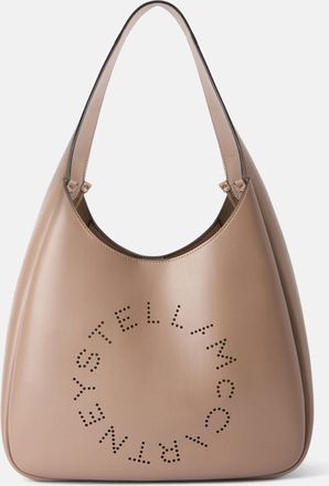 Stella McCartney Logo Slouchy Hobo Tote Bag, Woman, Taupe Brown
