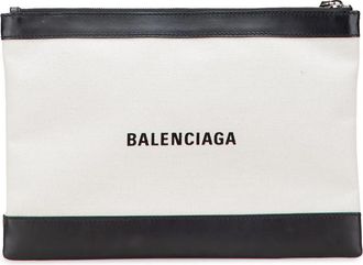 Balenciaga Clutches - M Canvas Navy Clip Clutch - Gr. unisize - in Weiß - für Damen
