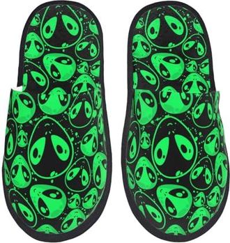 Generic Slippers Imprim&eacute; Vert Mignon Et Cool DExtraterrestre Peluche Fourrure Pantoufles R&eacute;utilisables Chaussons DInt&eacute;rieur Pour Voyage Camping Invit&eacute; L