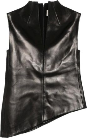 Khaite Femme, Tops, Noir, Taille: 34 FR Asymmetric Hem High-Neck Sleeveless Zip Top