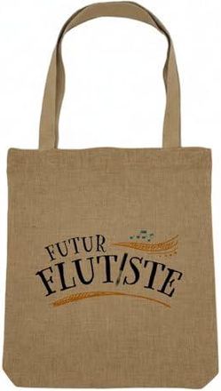 Fabulous Sac Shopping Tote Bag Aspect Lin - Futur Fl&ucirc;tiste Musique Musicien Instrument - Sac de Courses Toile Epaisse 360g Beige Naturel Cabas Port&eacute; Epaule Sol