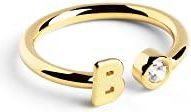 Singularu Bague personnalisée Letter Spark. Ajustable. Argent 925 avec finition plaqué or 18Kt. Taille unique. Bijoux pour femme. Lettre B