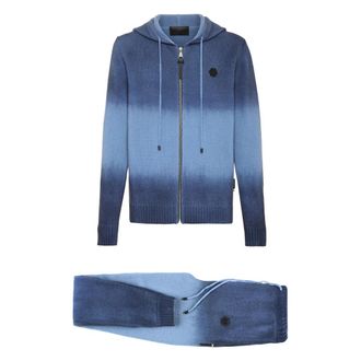 Philipp Plein Cash Wool Jogging Strickanzug - - Jumpsuits & Playsuits - Herren - Blau - S