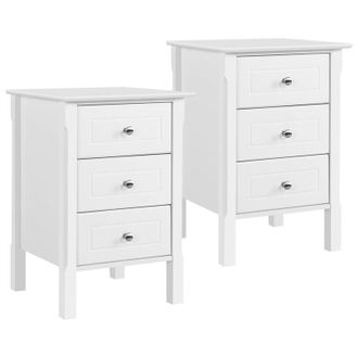 Yaheetech Lot de 2 Tables de Chevet Table de Nuit en Bois Chevet du Lit avec 3 Tiroirs Adulte Moderne Petite Table Rangement Chambre Salon Bureau 40 &times; 40 &times; 60