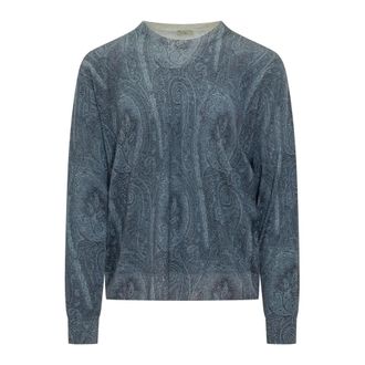 Etro Homme, Pulls, Bleu, Taille: L Pull en m&eacute;lange de soie brod&eacute;