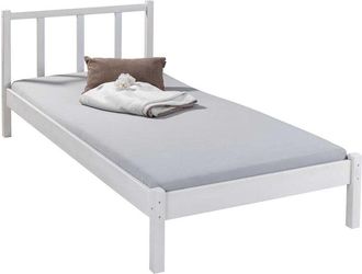 PEGANE Lit pour enfant en bois coloris blanc, couchage 90 x 200 - longueur 208 x profondeur 96 x hauteur 80 cm