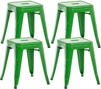 Clp Lot de 4 tabourets bas au style industriel Armin en m&eacute;tal Vert