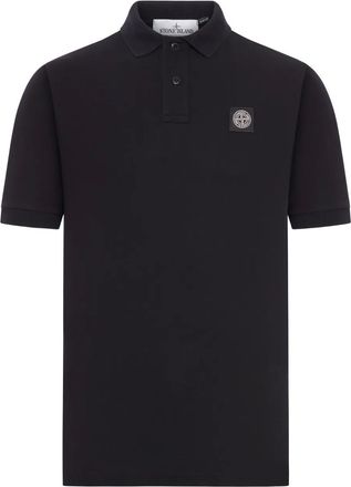 Stone Island compass logo patch polo shirt - Schwarz