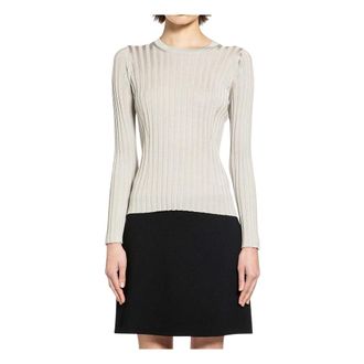 Versace Rippstrick-Pullover aus Baumwolle und Viskose - - Knitwear - Damen - Grau - S