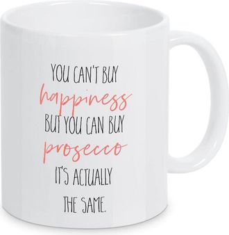 artboxONE Tasse Glücklich mit Prosecco von Melanie Viola - Kaffeetasse Typografie