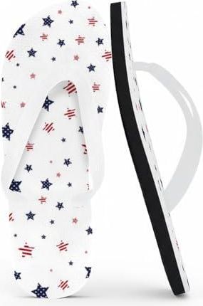 Generic Tongs avec motif drapeau rouge bleu et &eacute;toiles pour homme - Chaussons de douche pour femme - Semelle souple - Cadeau id&eacute;al pour un meilleur ami, &Eacute;toil