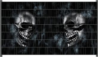 Wallario Zaun Sichtschutz Windschutz f&uuml;r EIN- und Doppelstabmattenz&auml;une in der Gr&ouml;&szlig;e Breite 2,50m x H&ouml;he 1,40m, Motiv: Rauchende Sch&auml;del