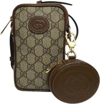 Gucci Sac bandouli&egrave;re Pre-owned Interlocking G GG Supreme en cuir - Femme - Pre-owned - Beige - Taille: ONE Size