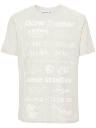 Acne Studios T-Shirt aus Bio-Baumwolle mit Logo - Gr&uuml;n