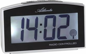 Atlanta Mocassin 1803/19 Wecker, Kunststoff, Schwarz/Silber, 11,5 x 7cm