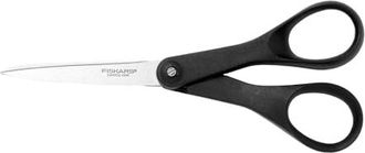 Fiskars Papierschere, Länge: 18 cm, Qualitätsstahl/Kunststoff, Essential, Schwarz, 1023818