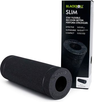 BLACKROLL SLIM Faszienrolle (30 x 10 cm), Fitness-Rolle zur Selbstmassage von Rücken und Beinen, schmale Massagerolle für Reisen und unterwegs, mittlere Härte, 