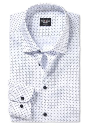 Marvelis Herren Oberhemd Langarm Body-Fit,Einfarbig,18 New York Kent,Weiss 00,39