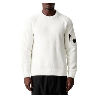C.P. Company Chenille Baumwolle Rundhals-Pullover mit Linsen-Detail - - Knitwear - Herren - Wei&szlig; - L