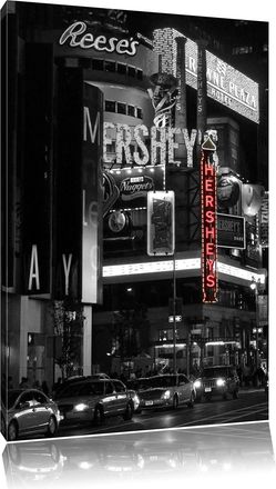Pixxprint Dark berühmtes Hersheys in New York B&W, Größe: 60x40cm, Leinwandbild, fertig gespannt, Wandbild, Dekoration, Kunstdruck, kein Poster