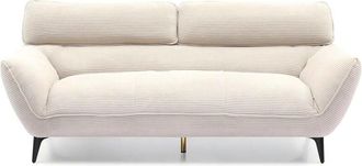 Menzzo Canapé 3 places moderne avec dossier réglable Ghislain Velours côtelé Crème