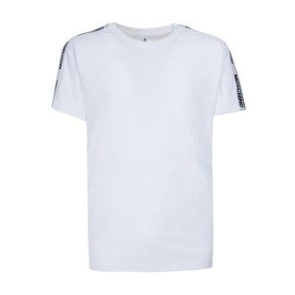 Moschino Homme, Tops, Blanc, Taille: XL Logo Stripe T-shirt