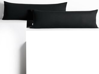 Decoking 2 Kissenbezüge 40x200 cm Jersey 100% gekämmte Baumwolle Reißverschluss schwarz Amber