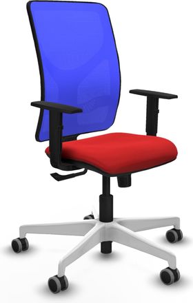 Piqueras y Crespo B&uuml;rostuhl mit 1D-Armlehnen, h&ouml;henverstellbare Lendenwirbelst&uuml;tze, ausgestattet mit 3 Positionen und Schneideschaum, Blau/Rot