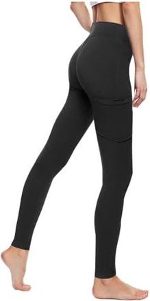 Generic Legging extensible pour femme - Pour entra&icirc;nement, course &agrave; pied, gym, fitness, gym, taille haute - Contr&ocirc;le du ventre, Noir, XXL