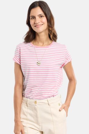 Armor Lux T-Shirt Damen Wei&szlig; Rosa Leinen Mix Heritage