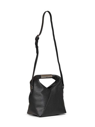 Maison Margiela Womens Small Crossbody Bag With Jewel Handle - Black Calf Leather Handbags Hand