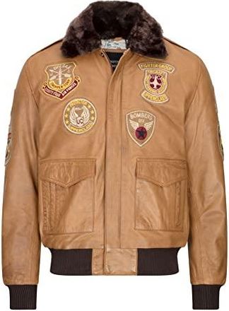 TruClothing Blouson Bomber pour Homme en Cuir v&eacute;ritable Style aviateur Air Force Vieilli - Marron L