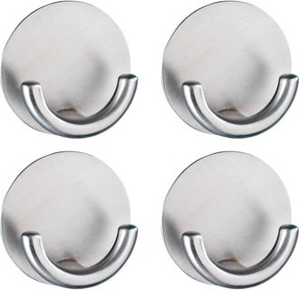 WENKO Wandhaken Rondo matt 4er Set Edelstahl 4er Set, selbstklebend Matt