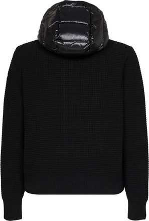 Moncler Padded Hooded Wool-Blend Down Jacket - Black