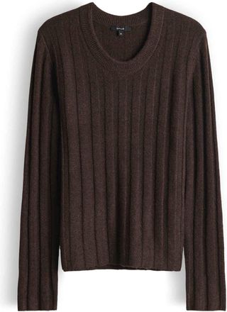 OPUS Damen Pullover | POLMI Slim Rippstrickpullover mit Wollanteil Coffee Bean, 42