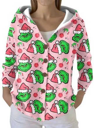 Generic Le Grinch Sweat A Capuche Femme Adulte Noël Hiver Chaud Femmes Noel Pilou De Sweet Oversize Sweatshirts Vêtements Deguisement Christmas Plaid Pull Moc