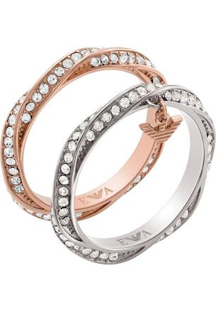 Emporio Armani Damen Ring set, Rose Gold-Tone und zwei-Tone Edelstahl Band, EGS3024SET8