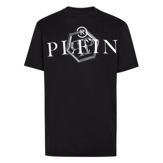 Philipp Plein Homme, Tops, Noir, Taille: 3XL T-Shirt Col Rond