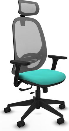 Piqueras y Crespo Cilanco Kindersitz mit 3D-Armlehnen, h&ouml;henverstellbarer Lendenwirbelst&uuml;tze und h&ouml;henverstellbarem Kopfteil, Grau/T&uuml;rkis