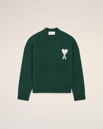 Ami Pull vert en alpaga Ami de Coeur Vert Bouteille & ecru - XXL - Unisex