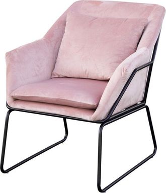 SVITA Josie Loungesessel gepolstert mit Armlehne Metallgestell Samtbezug Rosa - Svita